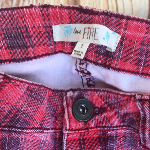 love, Fire | Pants & Jumpsuits | Love Fire Light Weight Red Plaid Denim ...